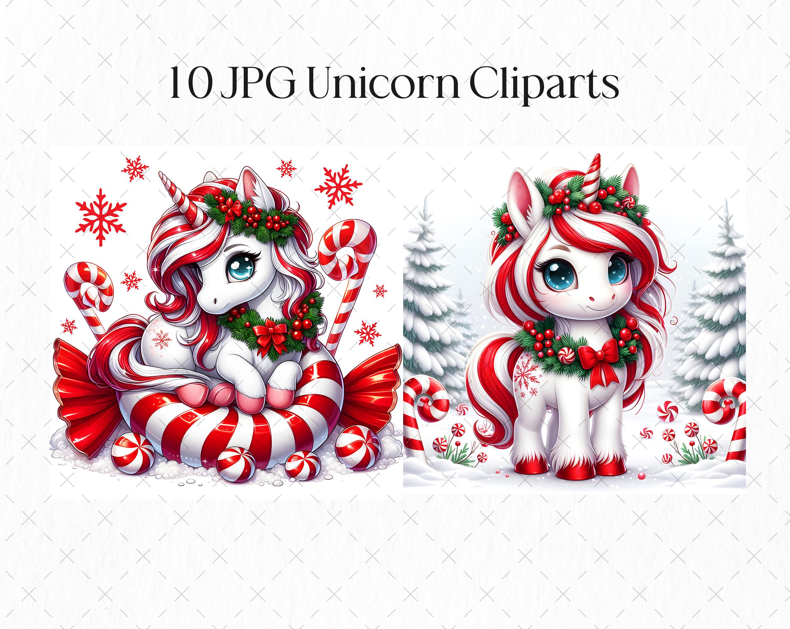 Christmas Unicorn Clipart, Christmas Unicorn Clipart Bundle, Winter ...