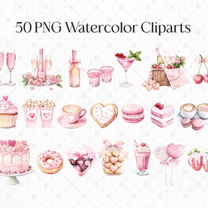Watercolor Valentines Clipart, Cute Valentines Clipart Bundle, Pink ...
