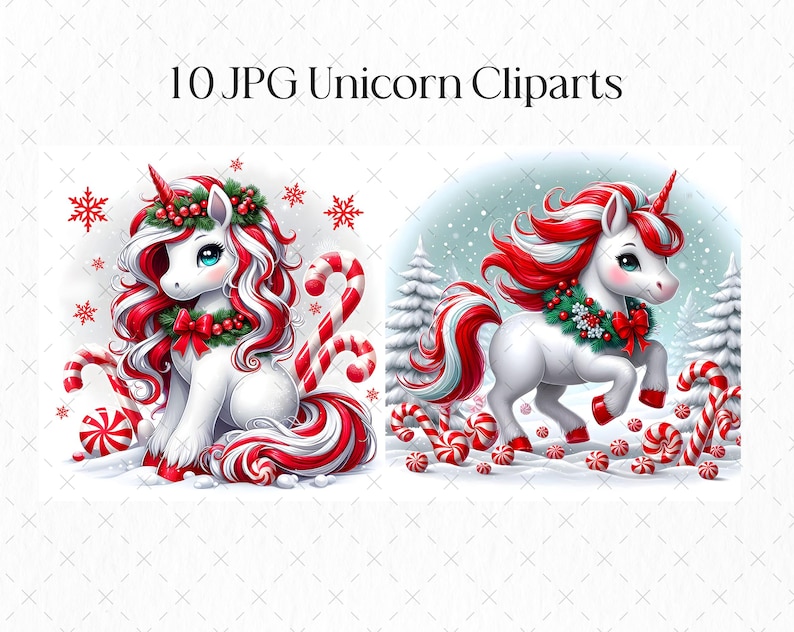 Christmas Unicorn Clipart, Christmas Unicorn Clipart Bundle, Winter ...
