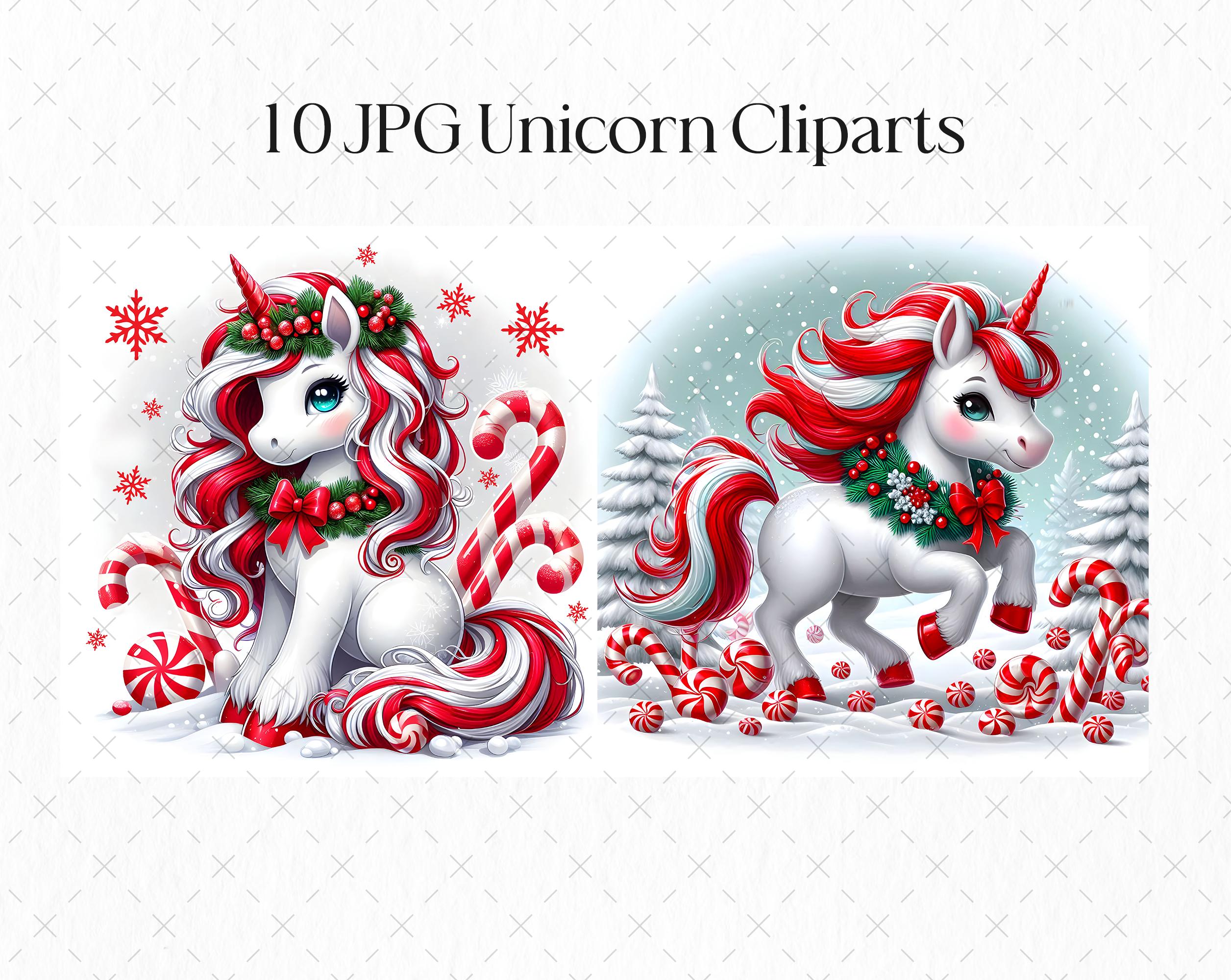 Christmas Unicorn Clipart, Christmas Unicorn Clipart Bundle, Winter ...
