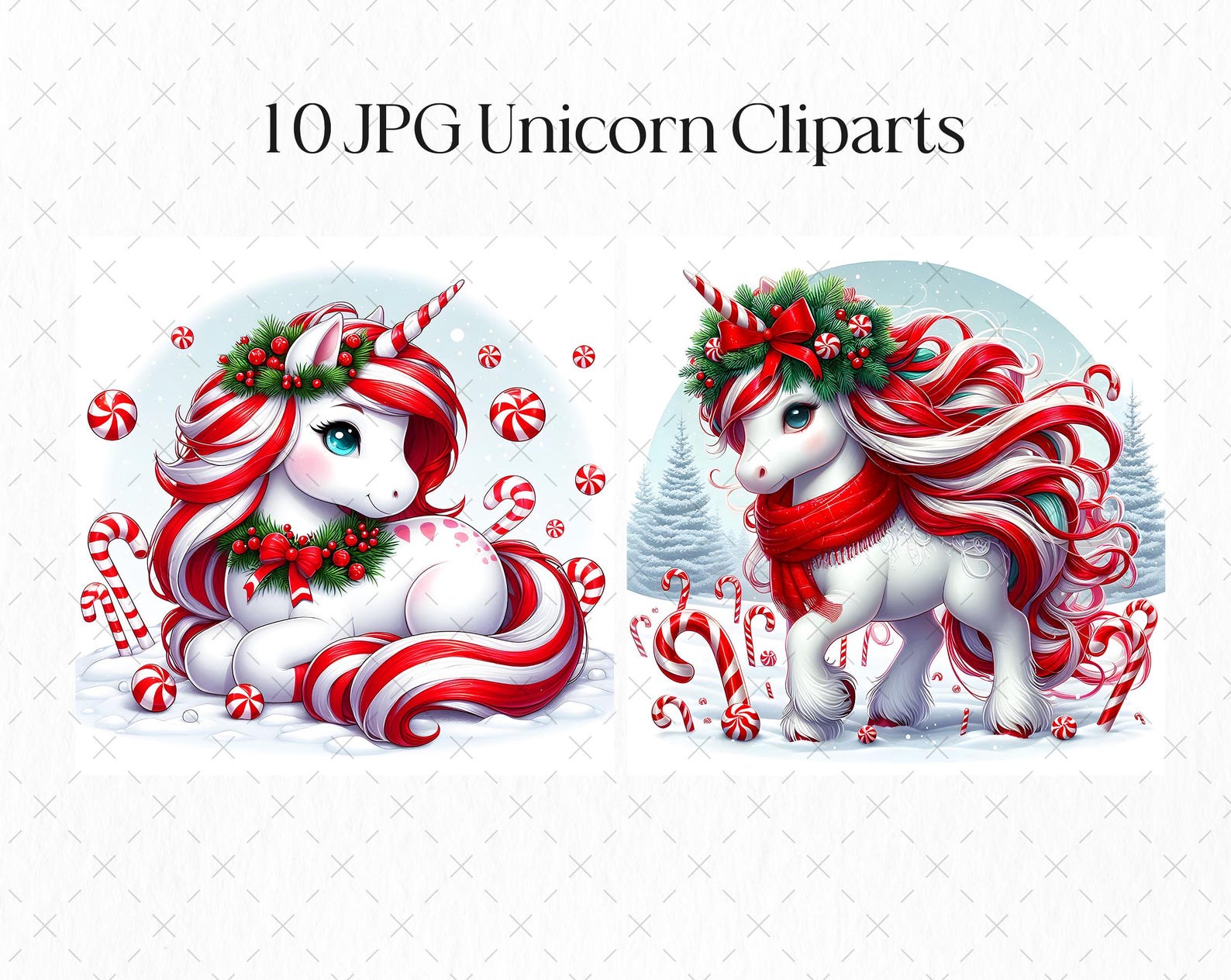 Christmas Unicorn Clipart, Christmas Unicorn Clipart Bundle, Winter ...