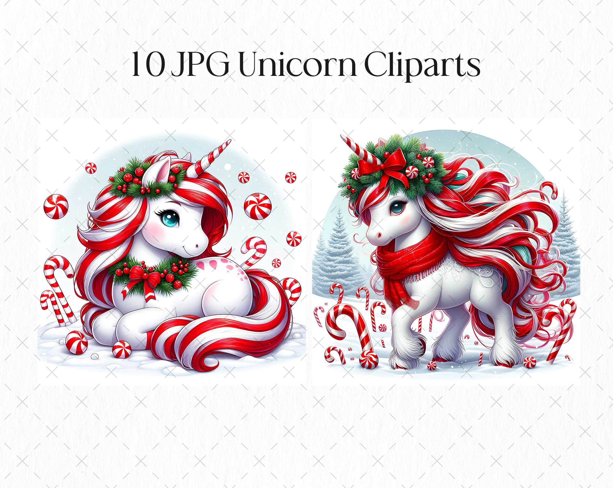 Christmas Unicorn Clipart, Christmas Unicorn Clipart Bundle, Winter ...