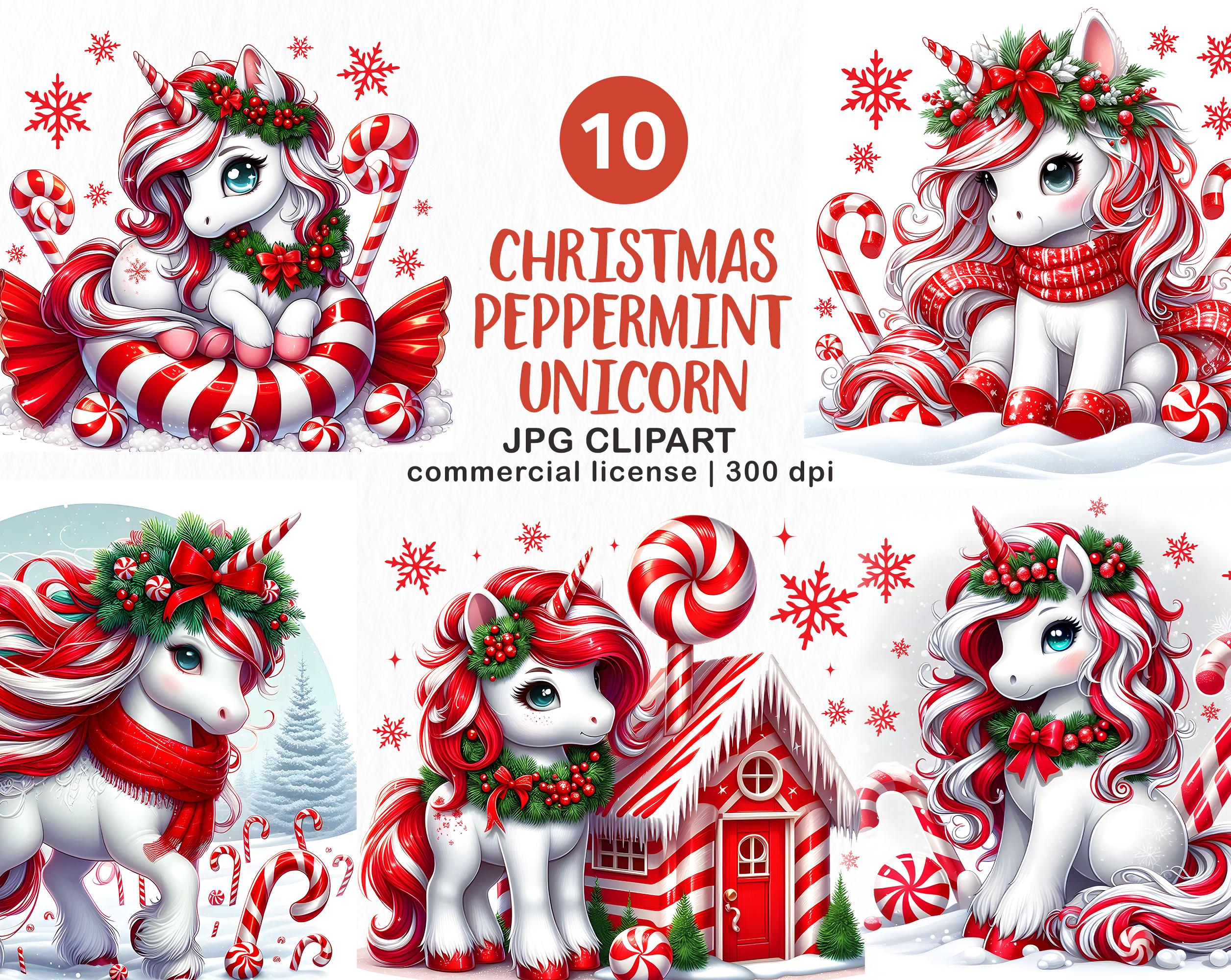 Christmas Unicorn Clipart, Christmas Unicorn Clipart Bundle, Winter ...