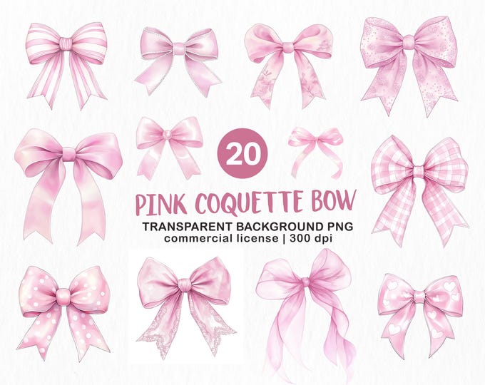 Pink Coquette Bows PNG Clipart Set Coquette Bow Digital Download ...