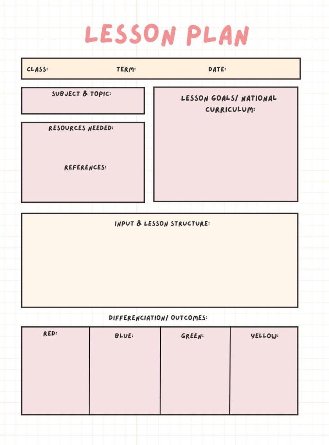 Teacher Pack Weekly Lesson Template Elementary Primary Teacher - Etsy