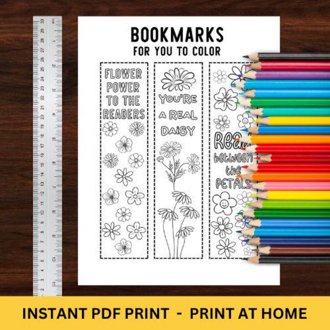 Color Your Own Bookmarks | Flowers Theme | Printable | 3 DIY Cut-outs ...