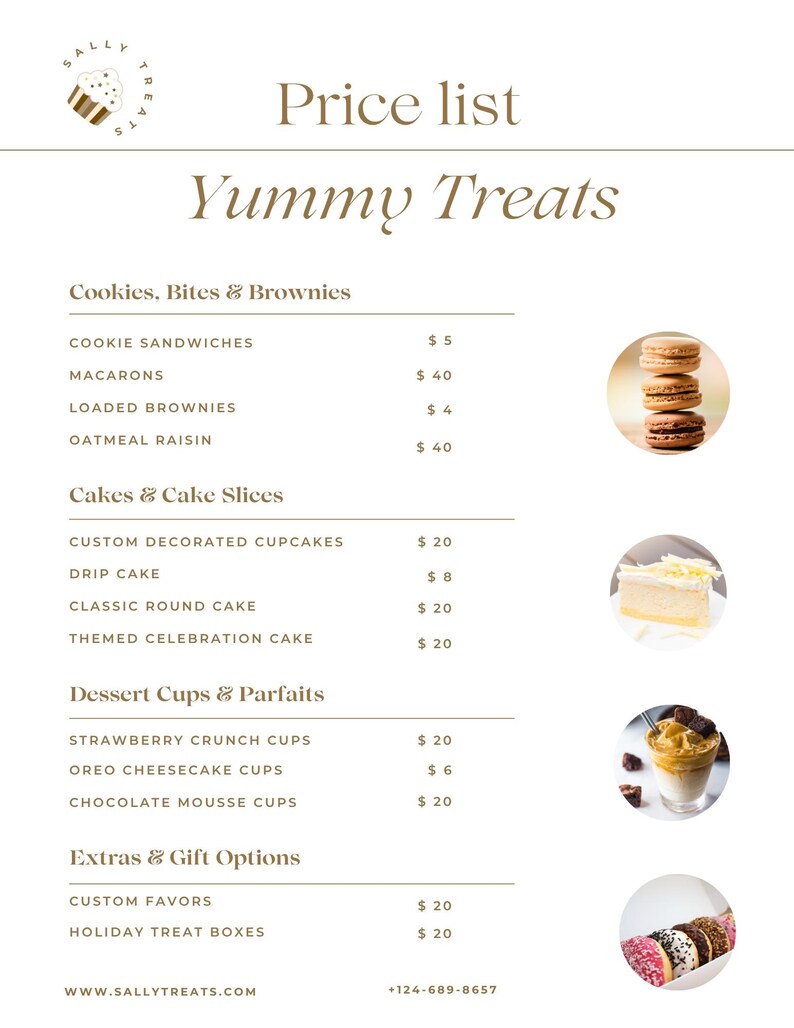 Bakery Price List Template: Customizable Sweet Treats Flyer (PDF ...