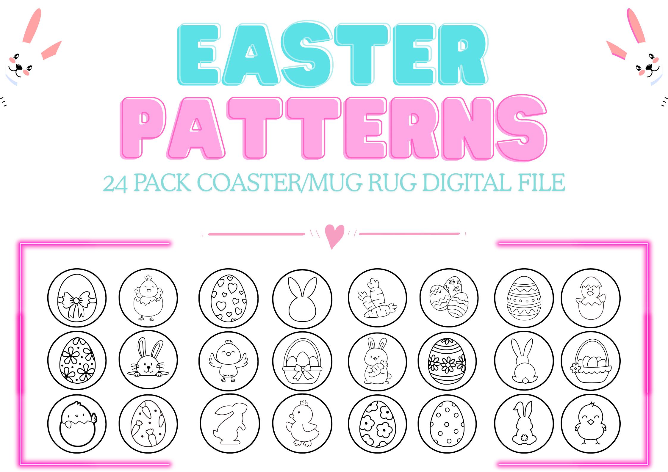 24 Easter Patterns for Punch Needle Embroidery, Mug Rug/coaster ...