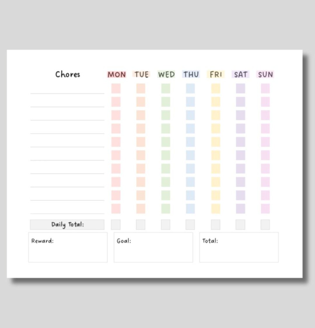 Printable Chore Chart With Points and Rewards | Responsibility and Task ...