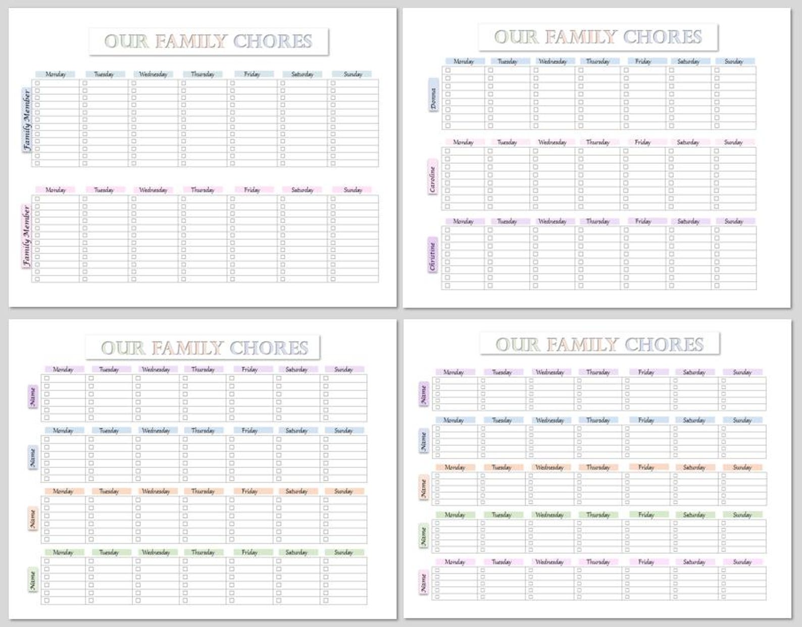 Family Chore Chart Bundle - Etsy