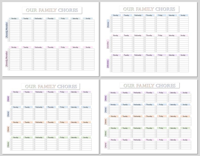 Family Chore Chart Bundle - Etsy