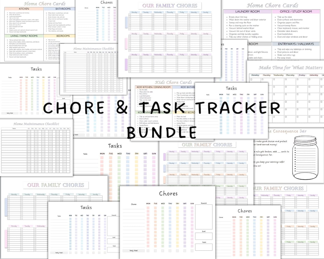 Printable Chore and Task Tracker Bundle | Variety of Templates With ...