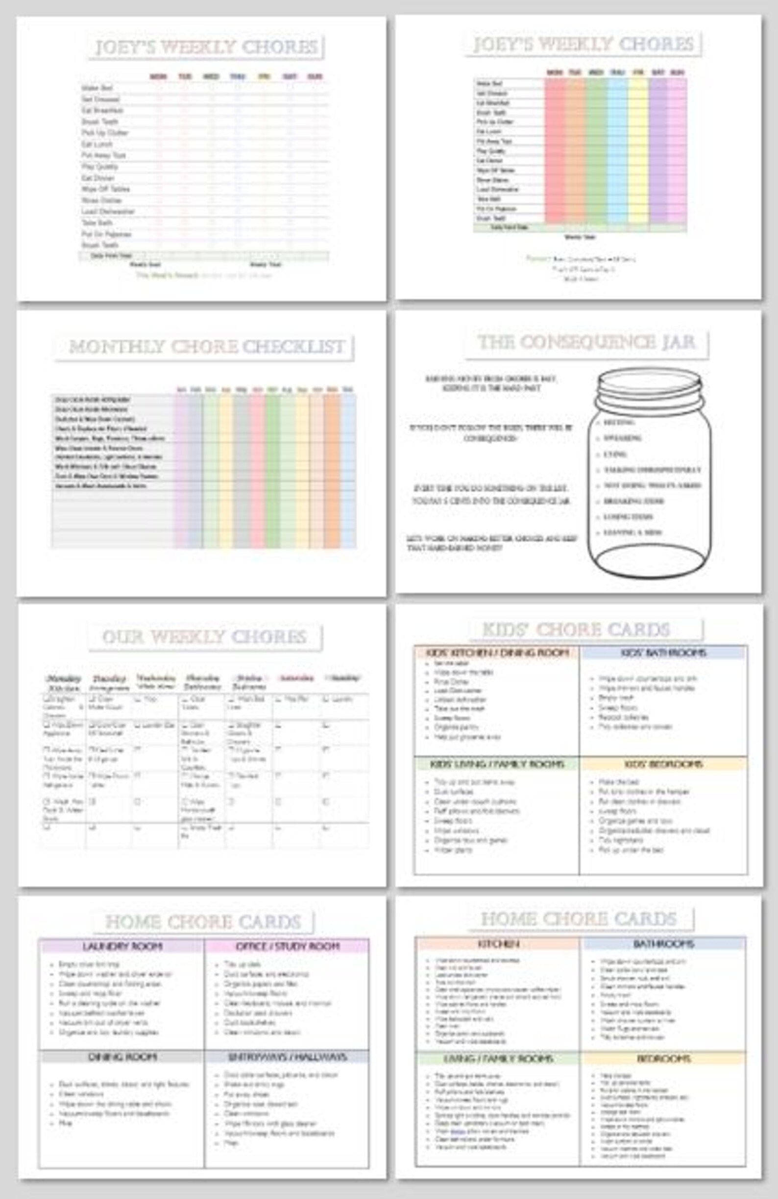 Family Chore Chart Bundle - Etsy