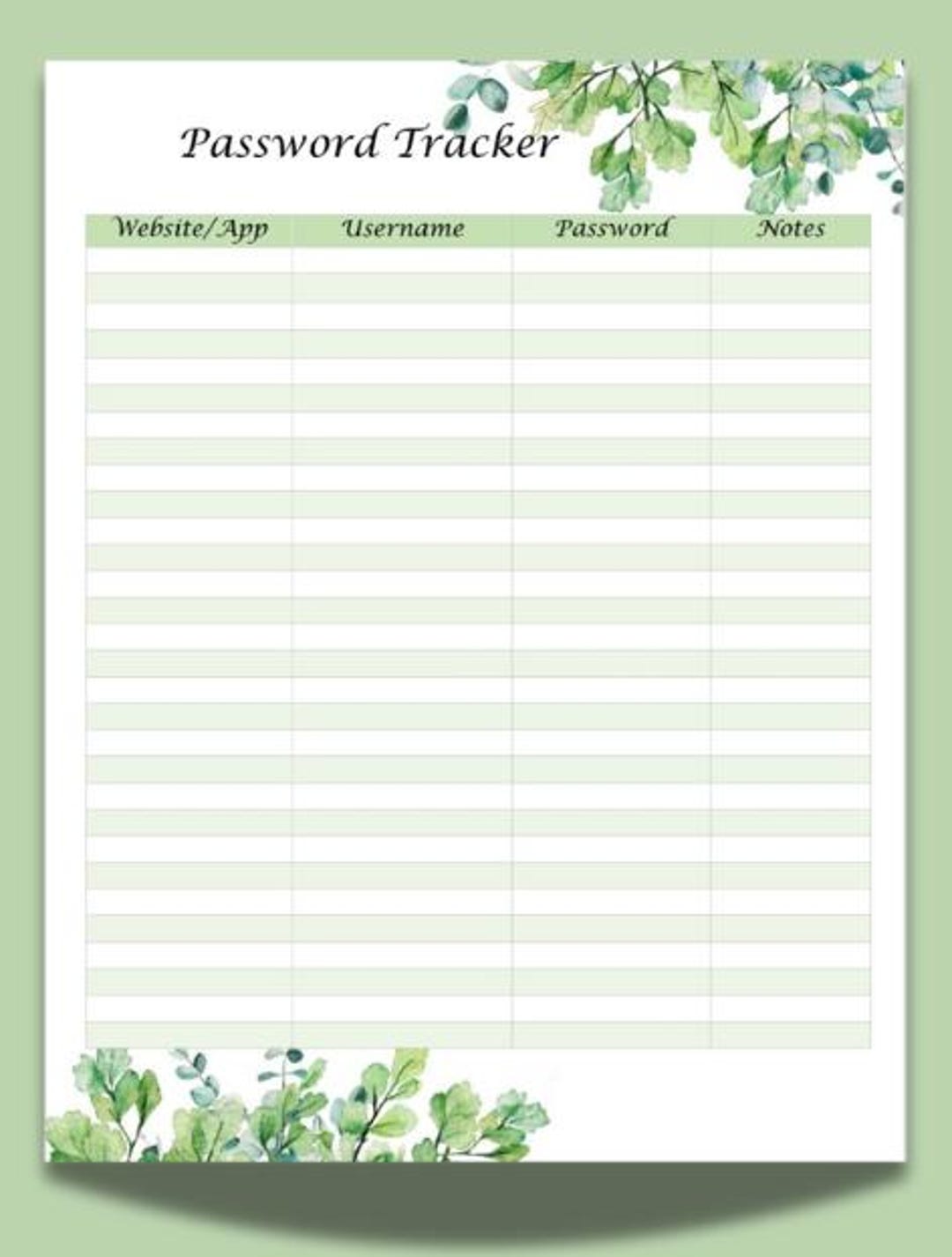 Password Tracker Printable | Digital Password Keeper | Login Organizer ...