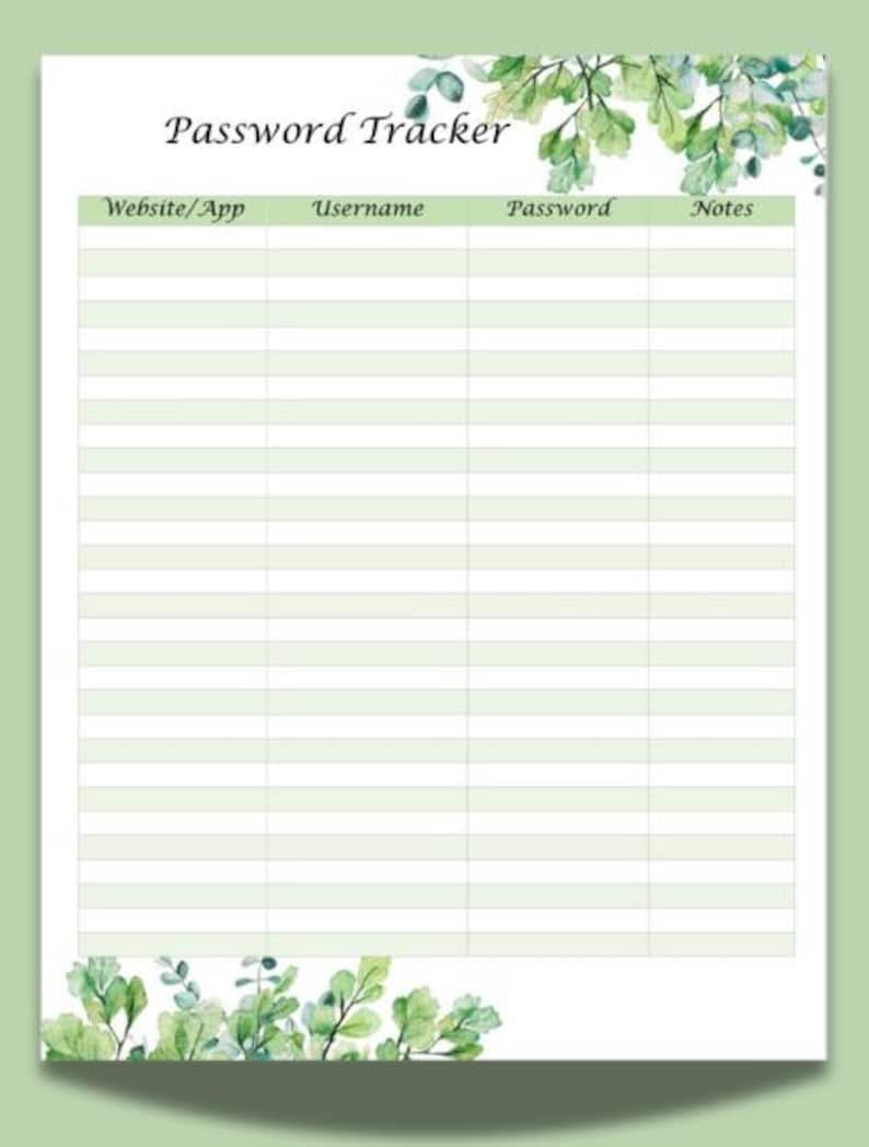 Password Tracker Printable | Digital Password Keeper | Login Organizer ...