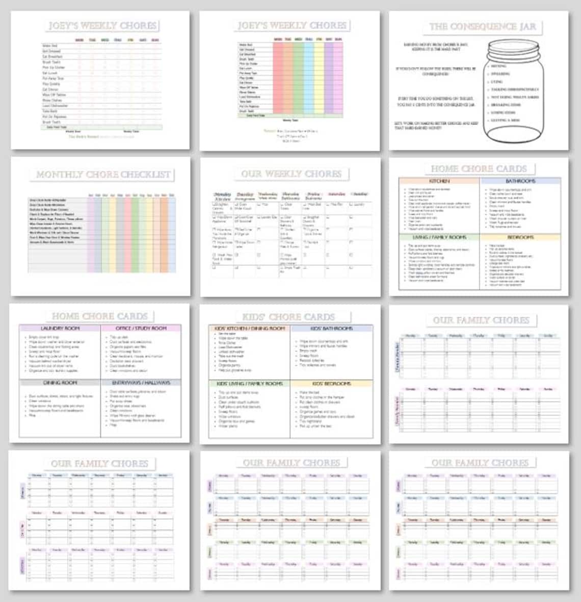 Family Chore Chart Bundle - Etsy