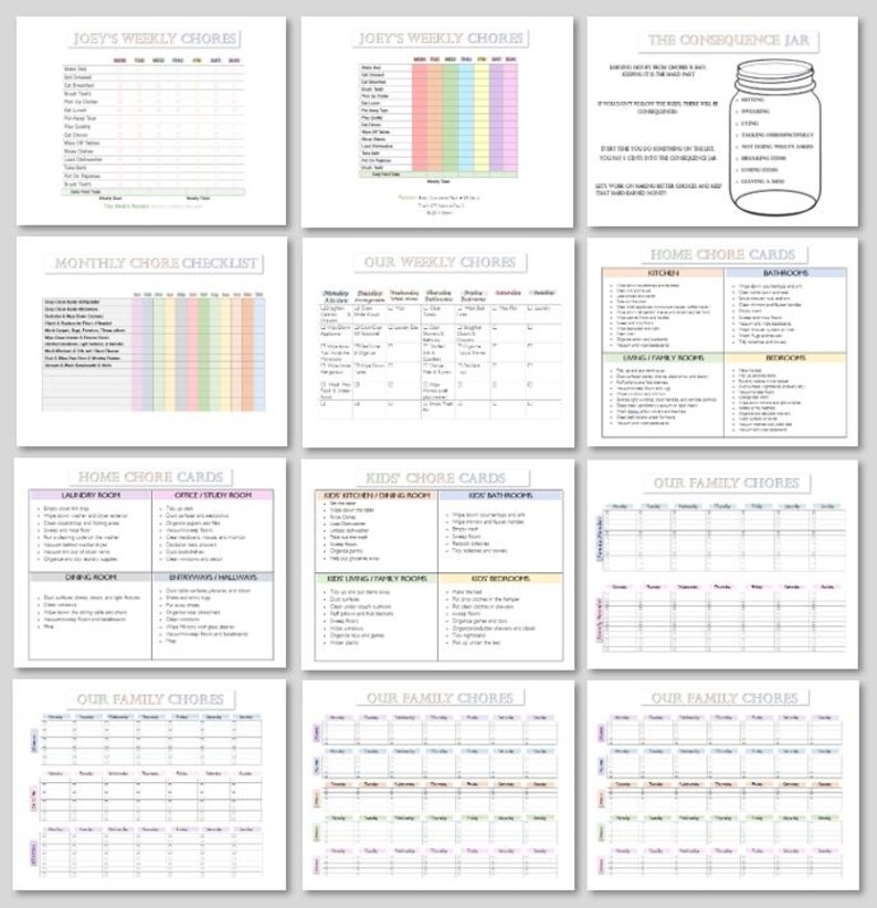 Family Chore Chart Bundle - Etsy