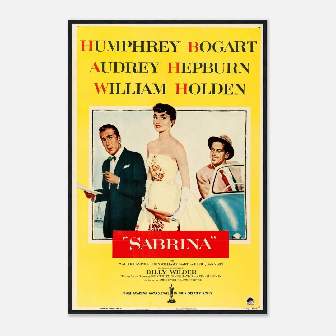 Sabrina Poster | 1954 Audrey Hepburn Print | Vintage Romantic Comedy ...