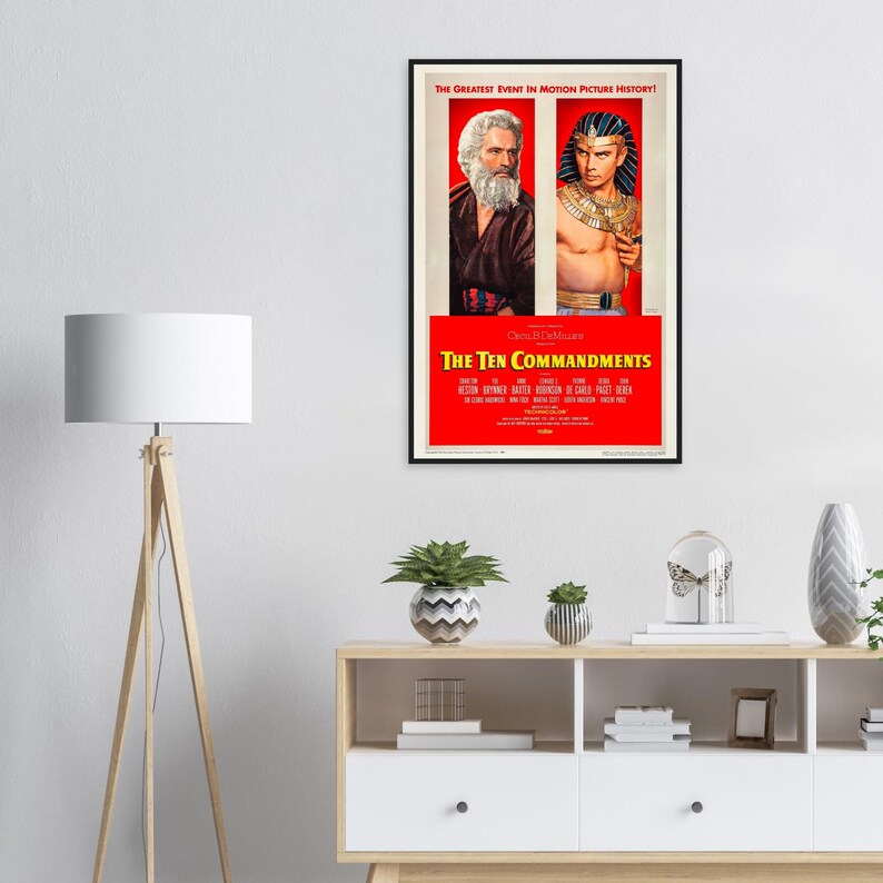 The Ten Commandments Poster | 1956 Charlton Heston Print | Vintage ...