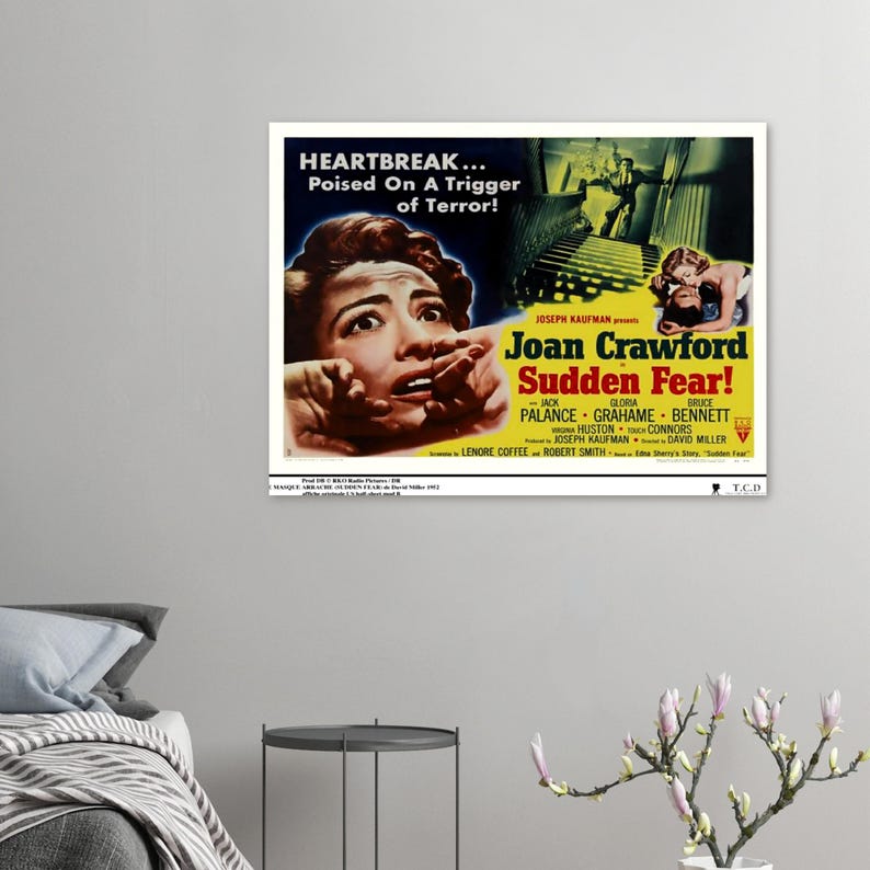 Sudden Fear Movie Poster – 1952 Film Noir Print – Joan Crawford Classic ...