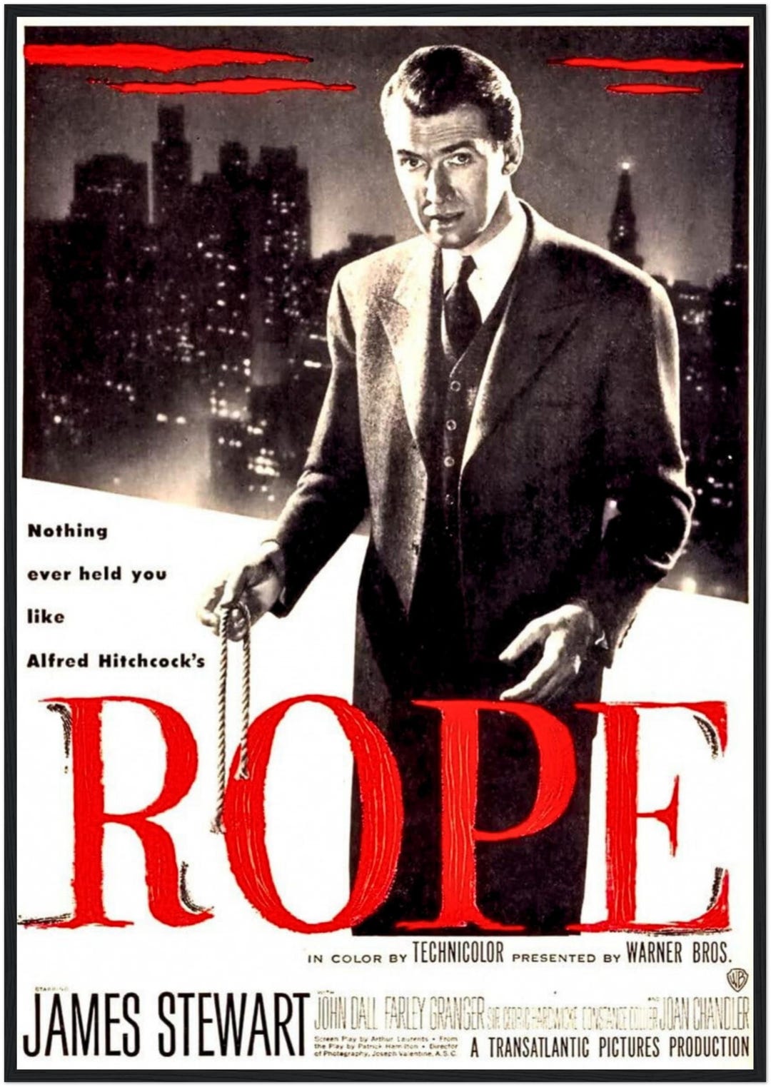Rope Movie Poster – Alfred Hitchcock Classic – Vintage 1948 Film Wall ...