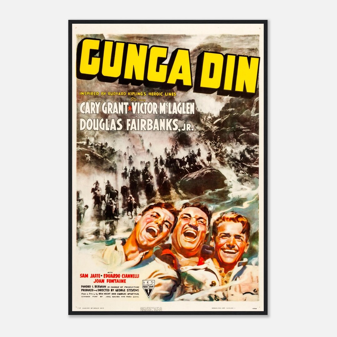 Gunga Din Poster | 1939 Cary Grant Adventure Print | Vintage Classic ...