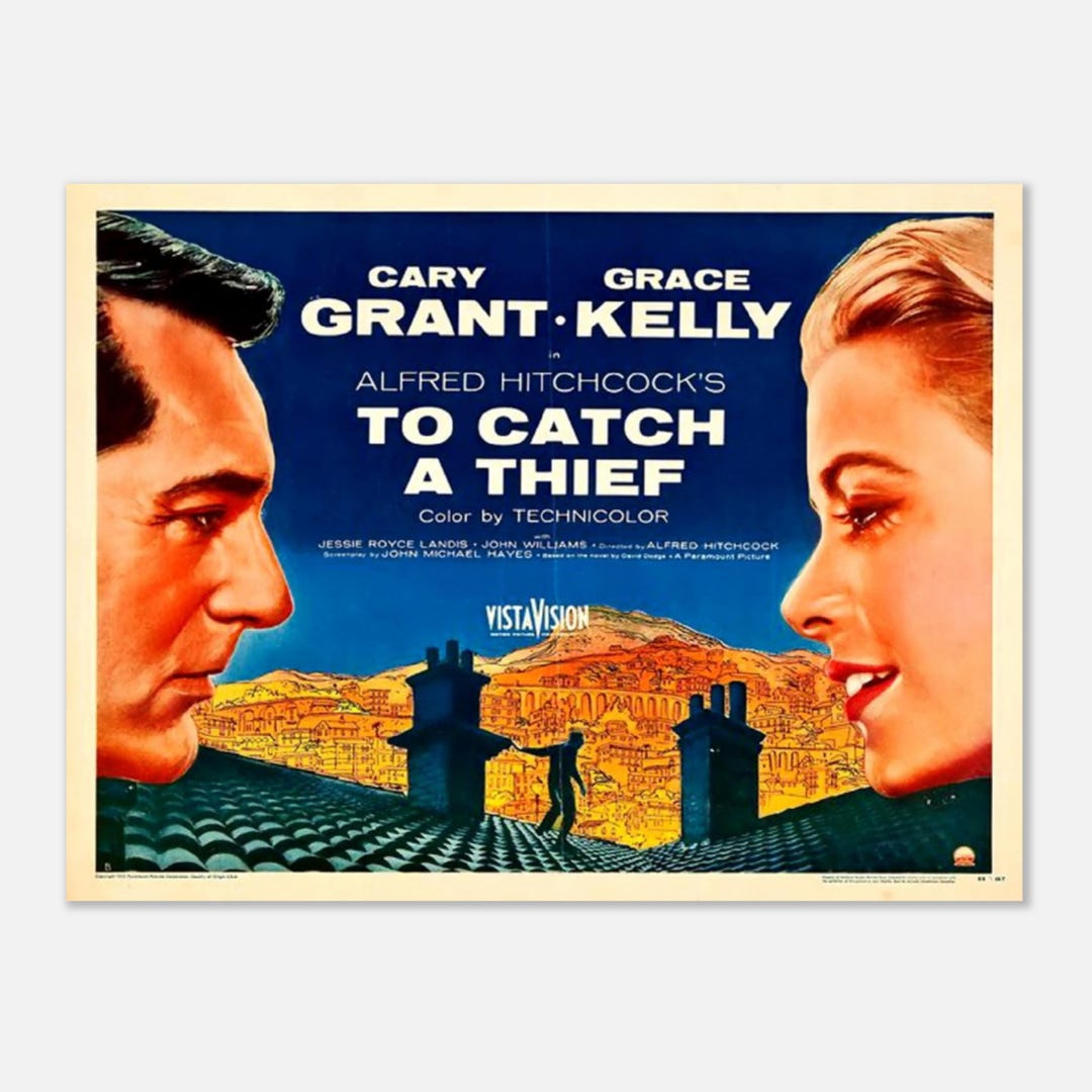 To Catch a Thief Movie Poster – 1955 Hitchcock Film – Grace Kelly ...