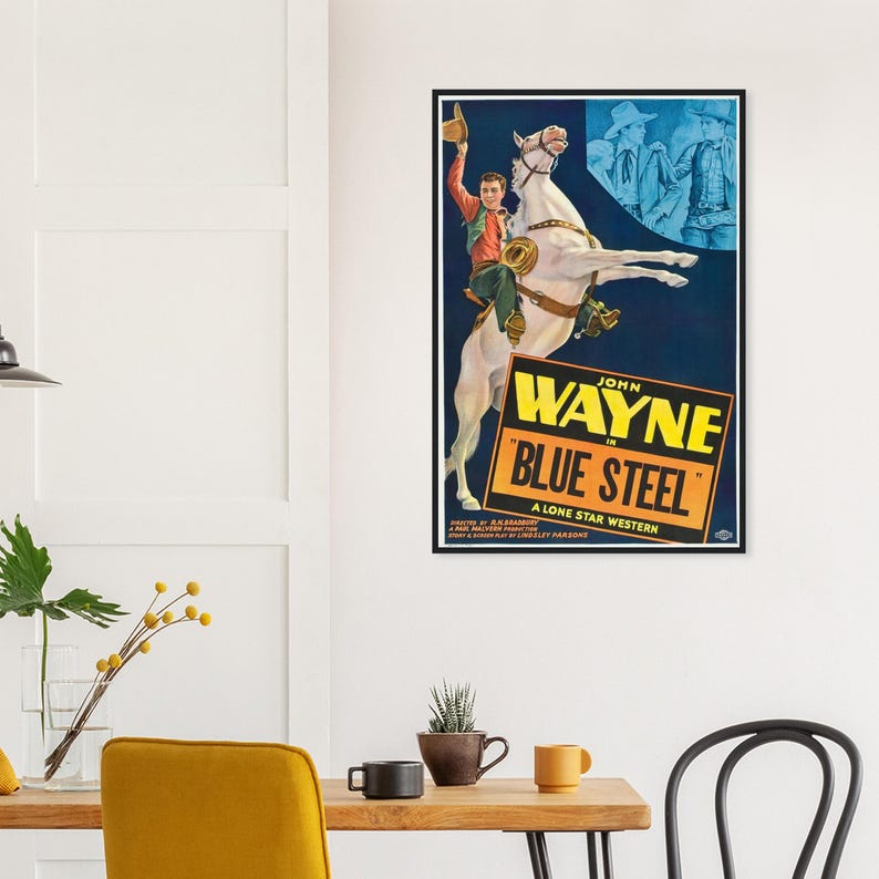 Blue Steel Poster | 1934 John Wayne Western Print | Vintage Cowboy ...