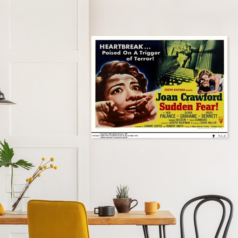 Sudden Fear Movie Poster – 1952 Film Noir Print – Joan Crawford Classic ...