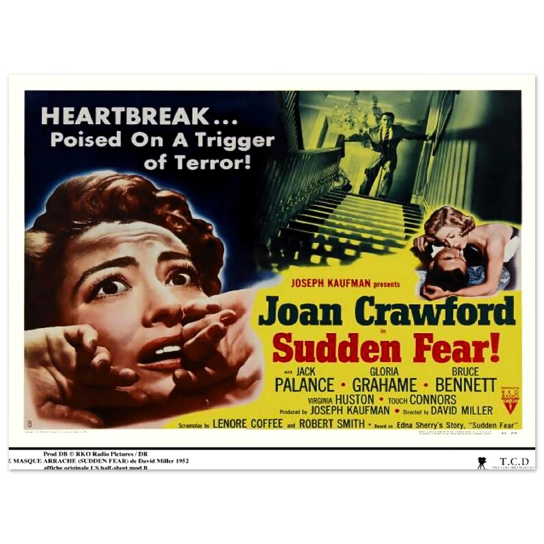 Sudden Fear Movie Poster – 1952 Film Noir Print – Joan Crawford Classic ...
