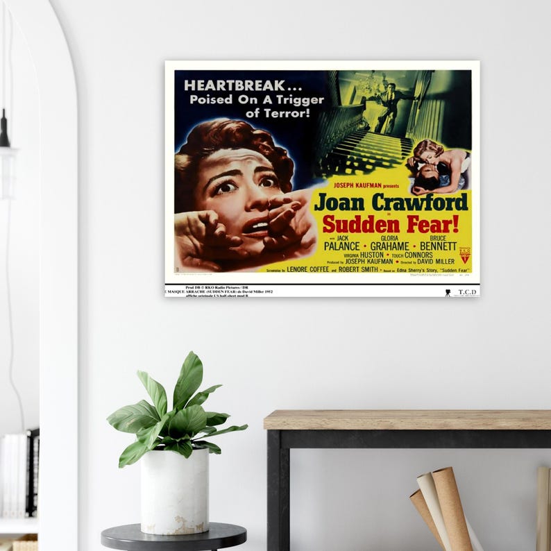 Sudden Fear Movie Poster – 1952 Film Noir Print – Joan Crawford Classic ...