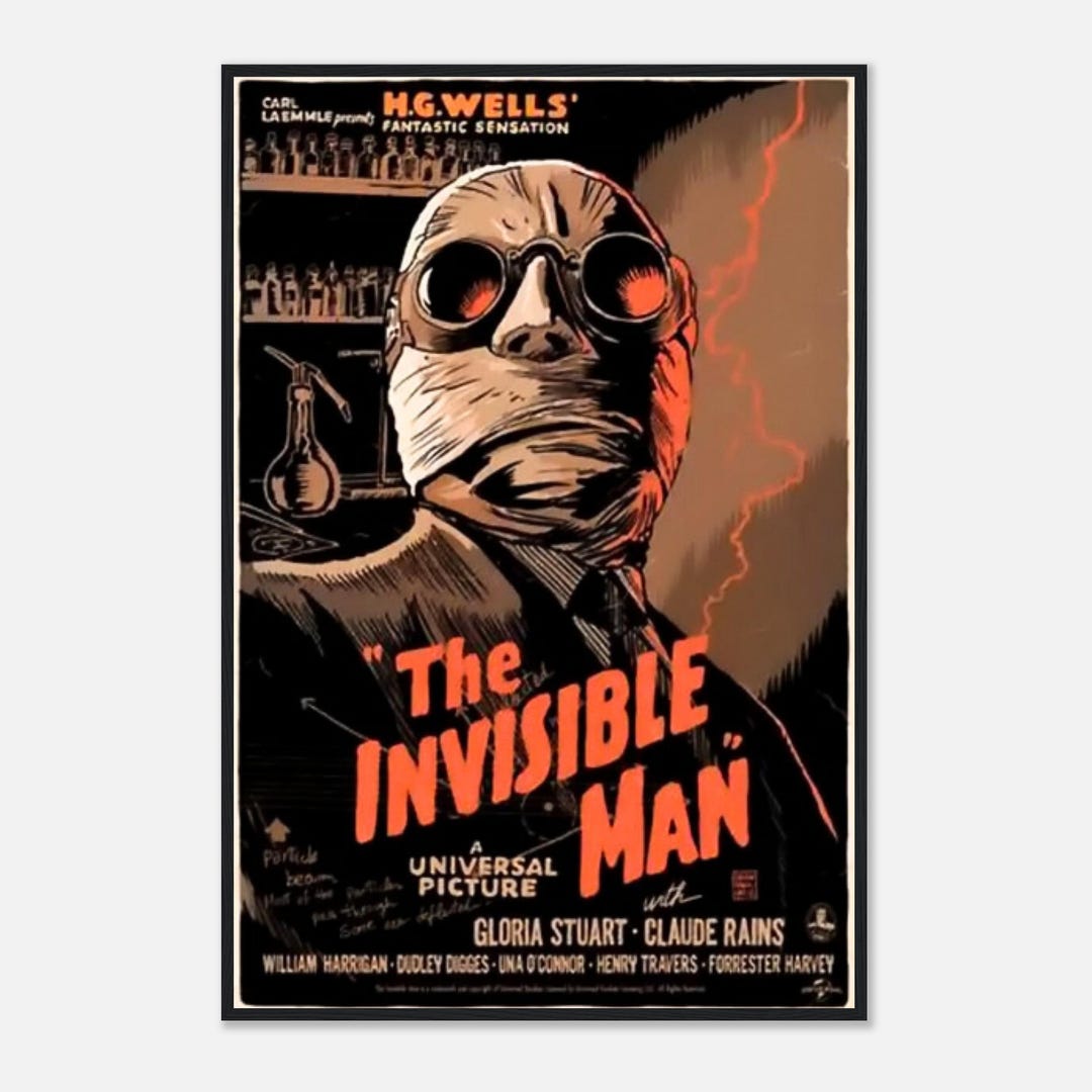 The Invisible Man Movie Poster – 1933 Classic Horror Print – Retro Wall ...