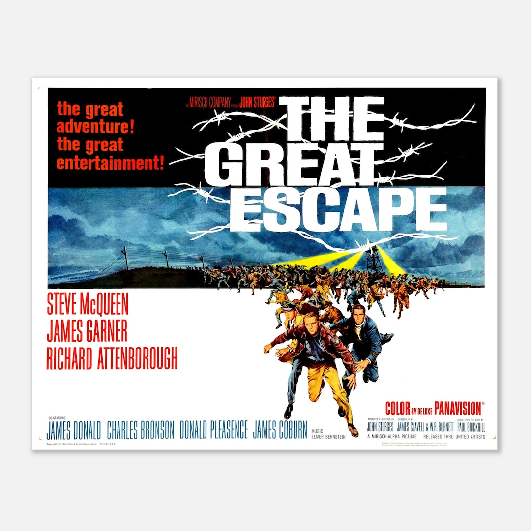 The Great Escape Movie Poster – 1963 Film Print – Steve Mcqueen Wall ...