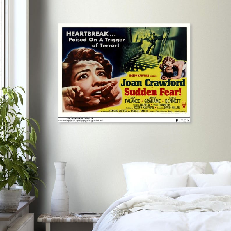 Sudden Fear Movie Poster – 1952 Film Noir Print – Joan Crawford Classic ...