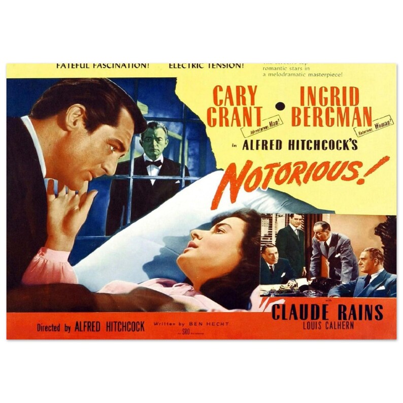 Notorious Movie Poster – Alfred Hitchcock Wall Art – Ingrid Bergman ...