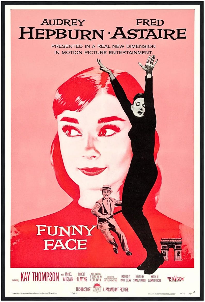 Funny Face Poster | 1957 Audrey Hepburn & Fred Astaire Print | Vintage ...