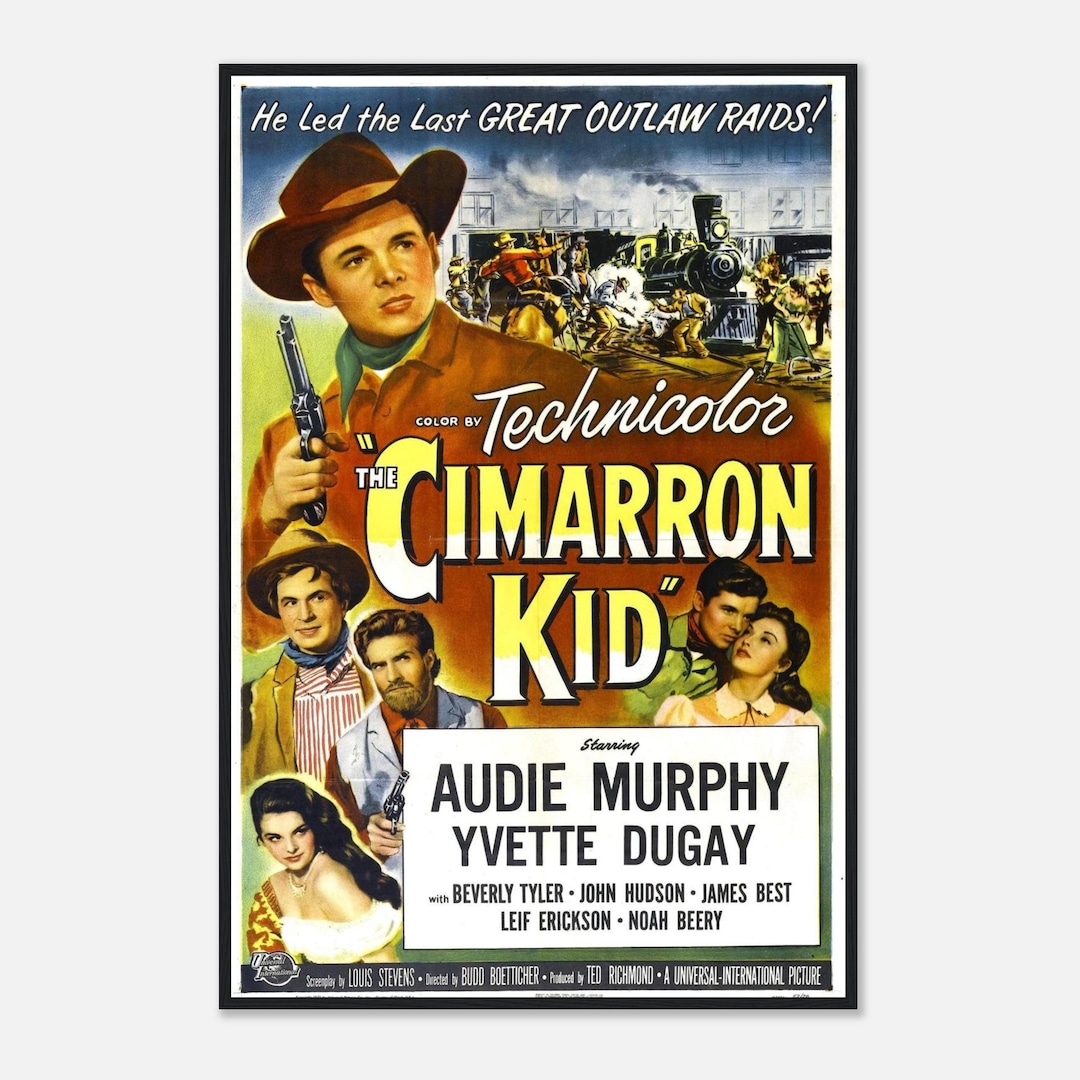 The Cimarron Kid Movie Poster – Audie Murphy Western Wall Art – Vintage ...