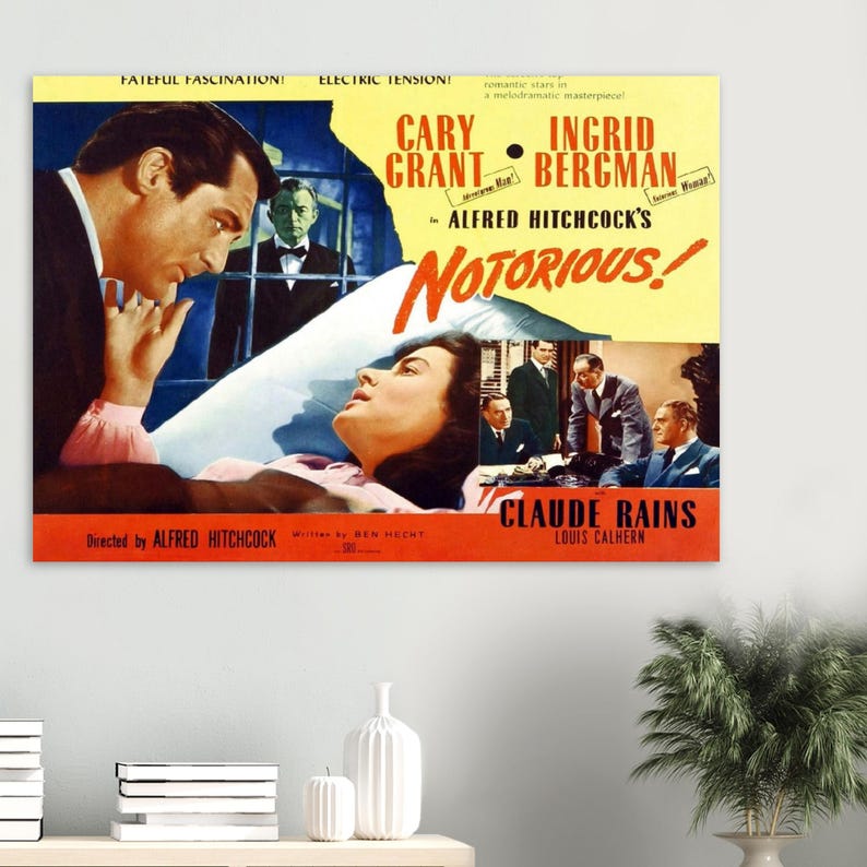 Notorious Movie Poster – Alfred Hitchcock Wall Art – Ingrid Bergman ...