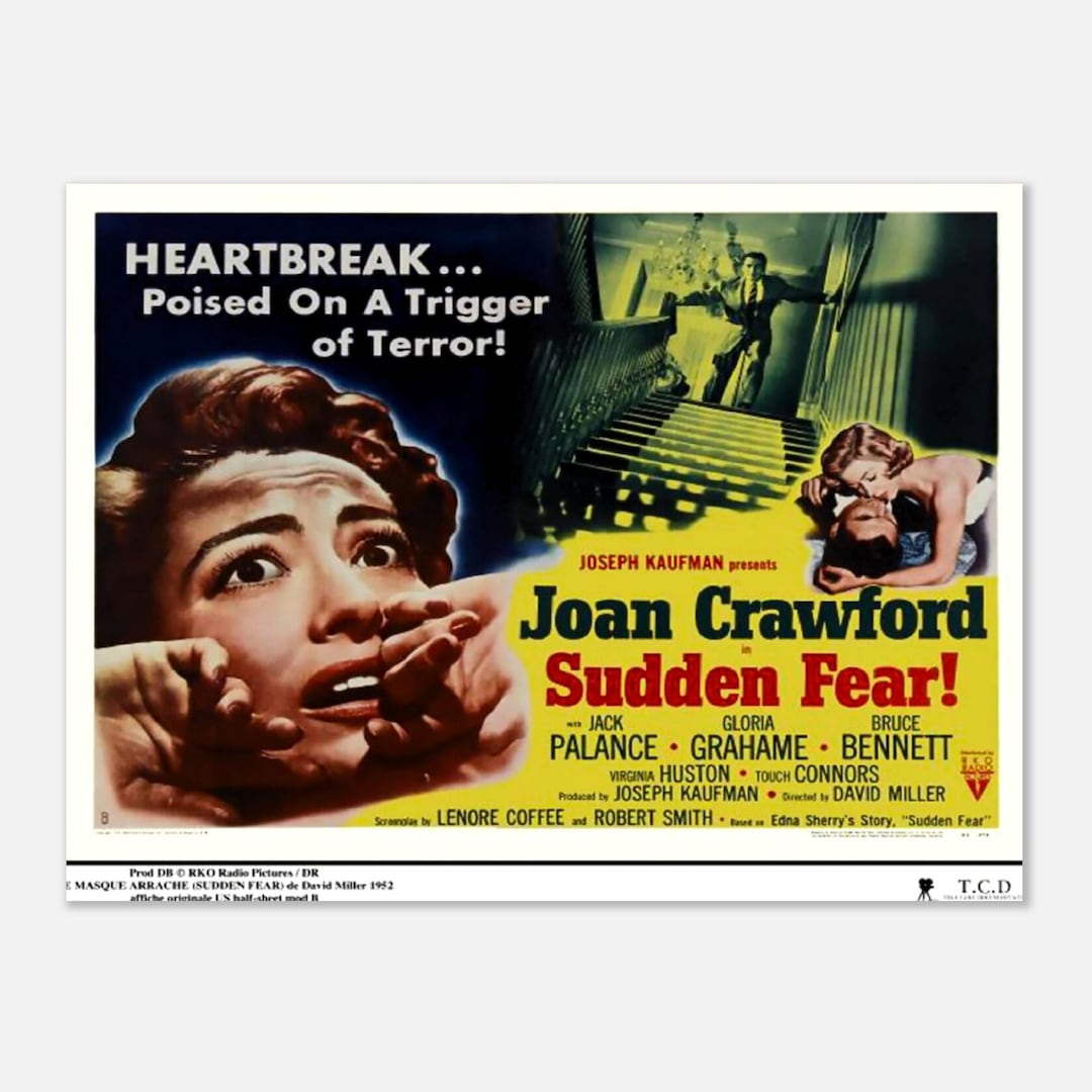 Sudden Fear Movie Poster – 1952 Film Noir Print – Joan Crawford Classic ...