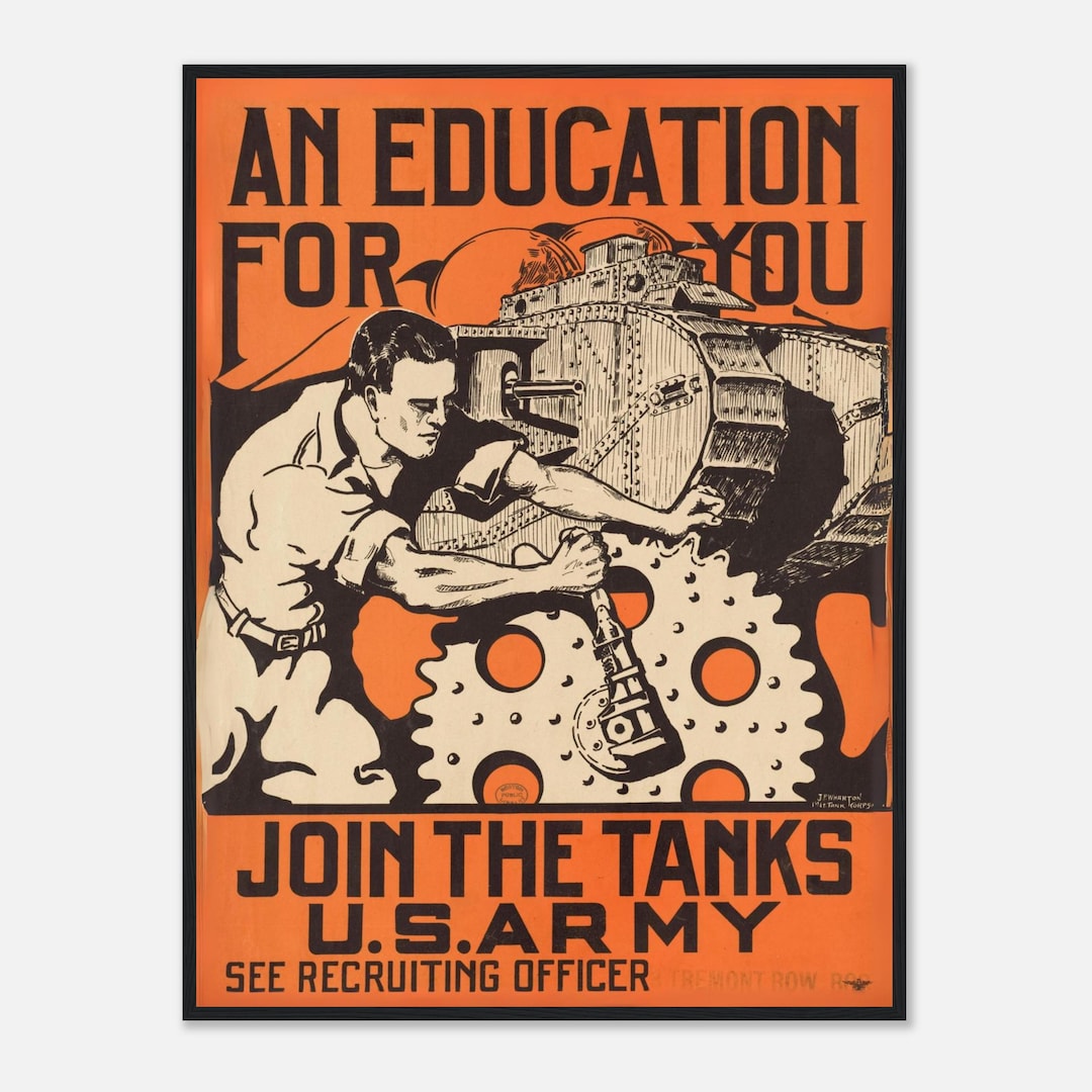 Join the Tanks Poster – Vintage U.S. Army Tank Corps WWI Recruitment ...