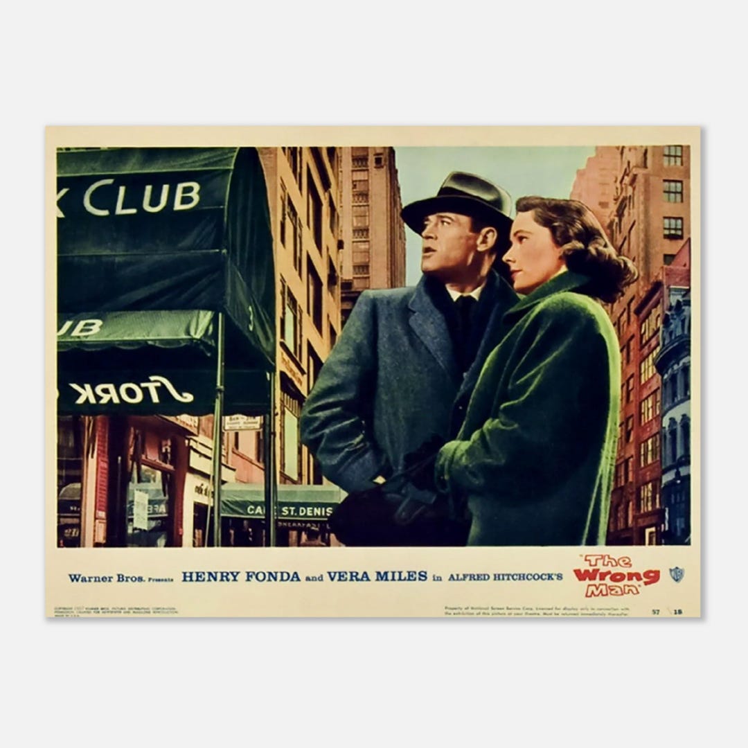 The Wrong Man Movie Poster – Alfred Hitchcock Film Print – Vintage Noir ...