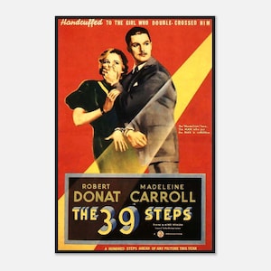 The 39 Steps Movie Poster – 1935 Hitchcock Thriller Print – Vintage ...