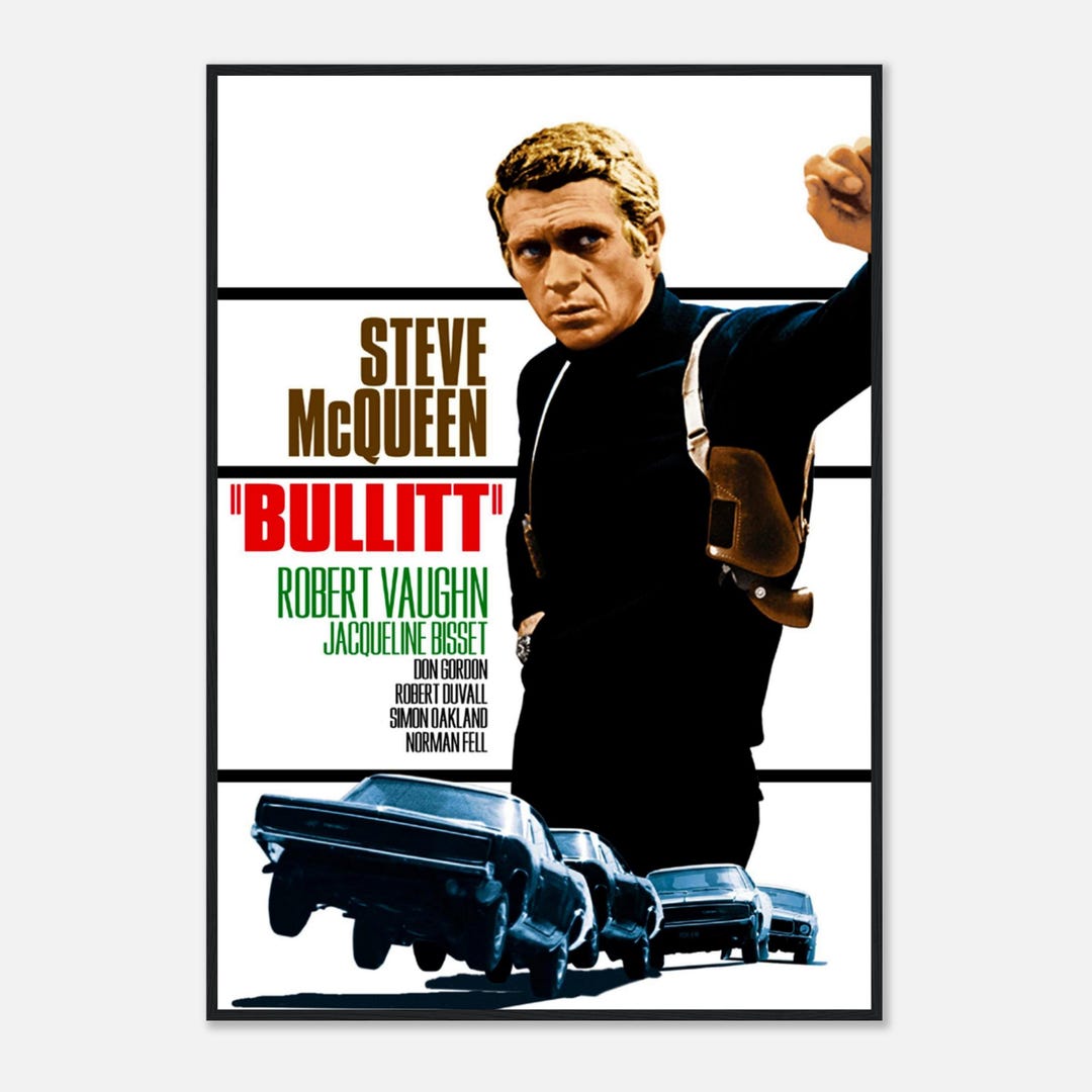 Steve Mcqueen Bullitt Poster – Vintage Movie Wall Art – 1968 Film Print ...