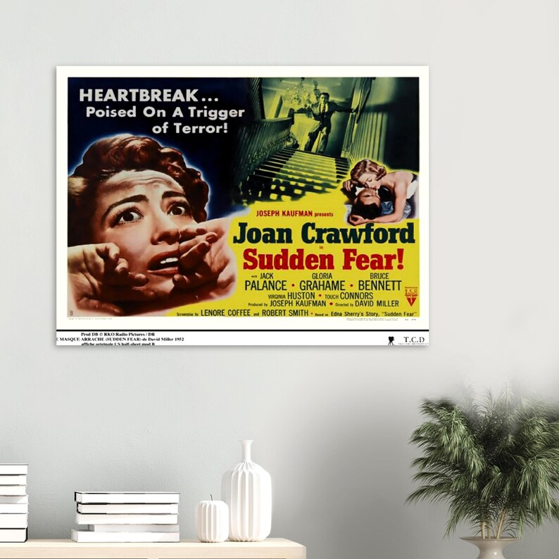 Sudden Fear Movie Poster – 1952 Film Noir Print – Joan Crawford Classic ...