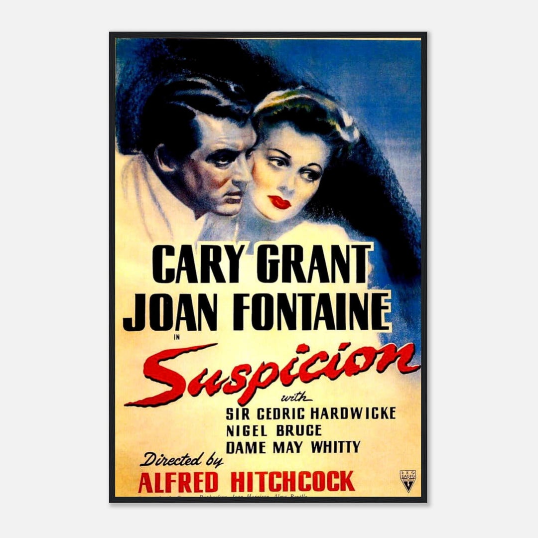 Suspicion Movie Poster – 1941 Hitchcock Thriller Print – Cary Grant ...