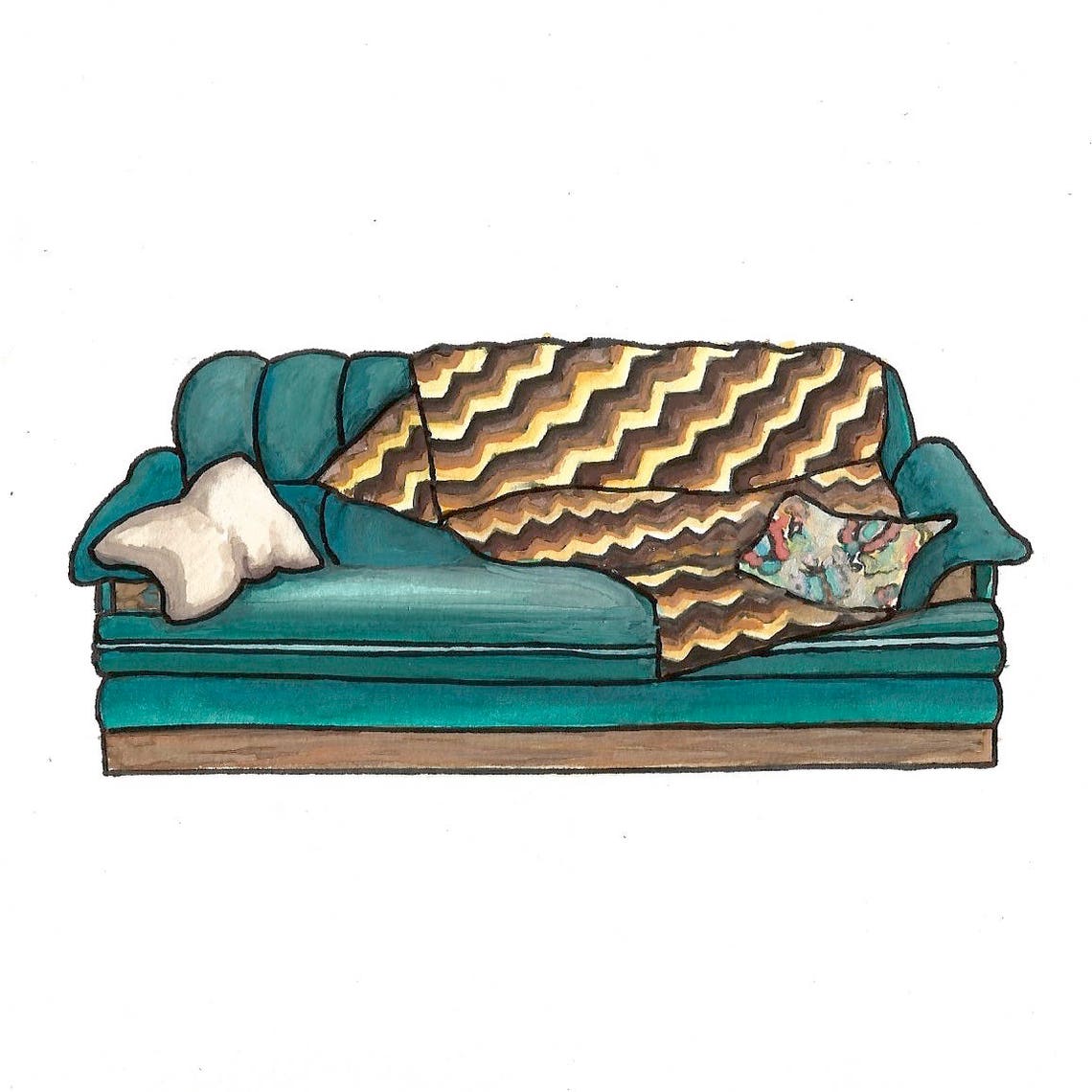 The Gallagher Couch Shameless Watercolor Print 5x7 TV - Etsy