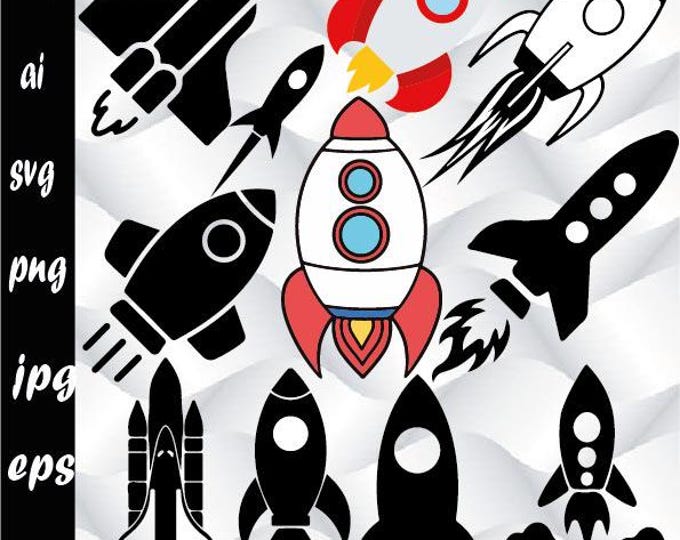 Rocket SVG, Rocket Cut File, Rocket Silhouette, Space SVG, Space Cut ...
