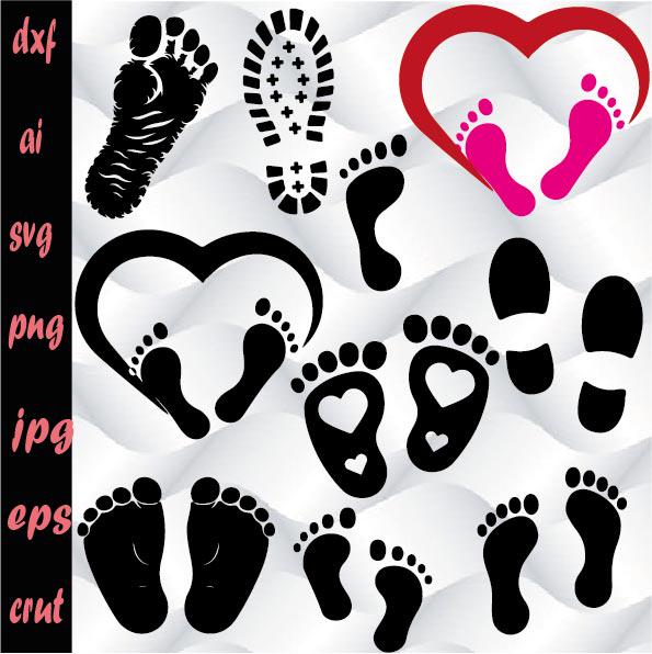 Footprint SVG, Foot Print Svg, Footprint Clipart, Shoe Print Svg, Shoe ...