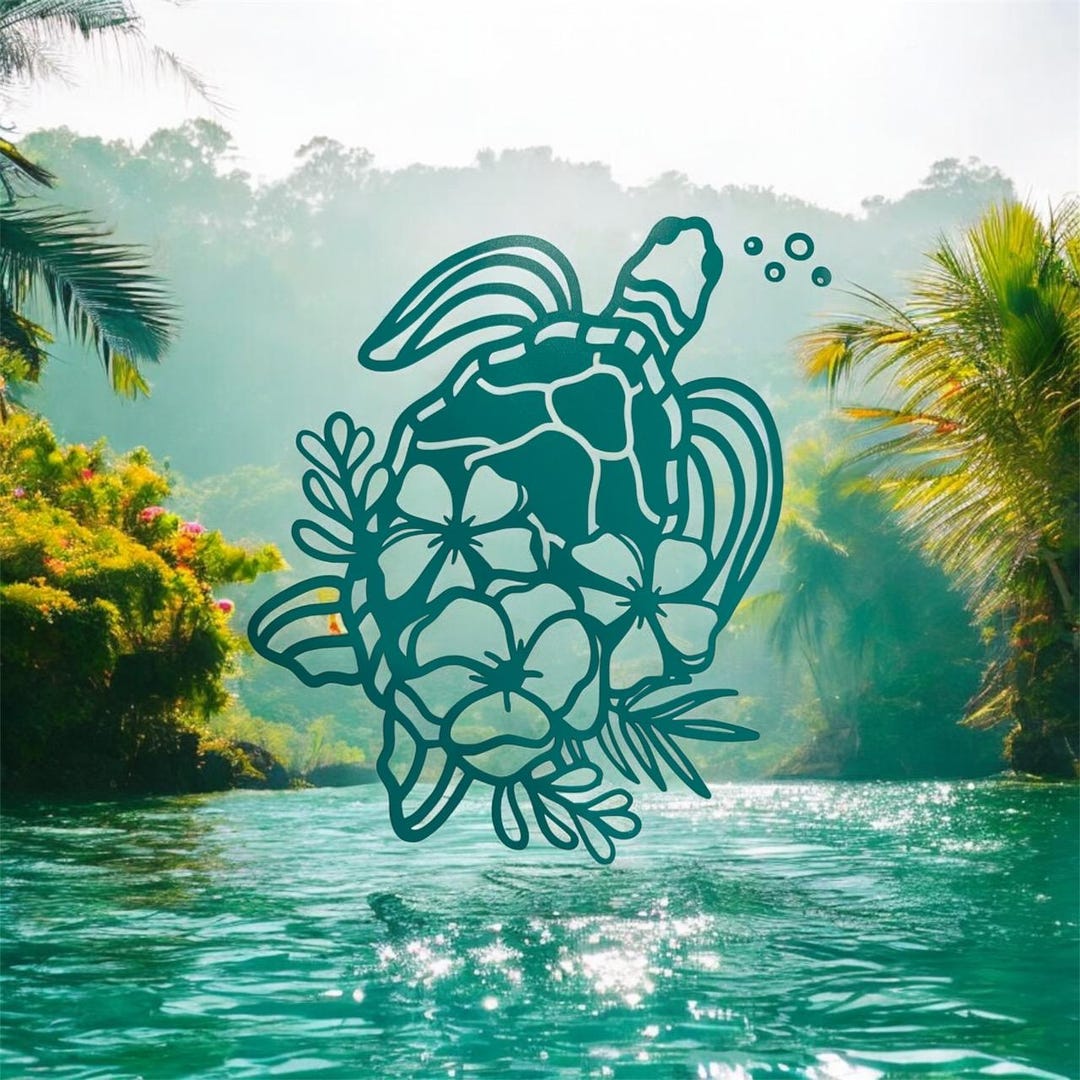 Tropical Turtle Bloom Large Car Decal - Etsy