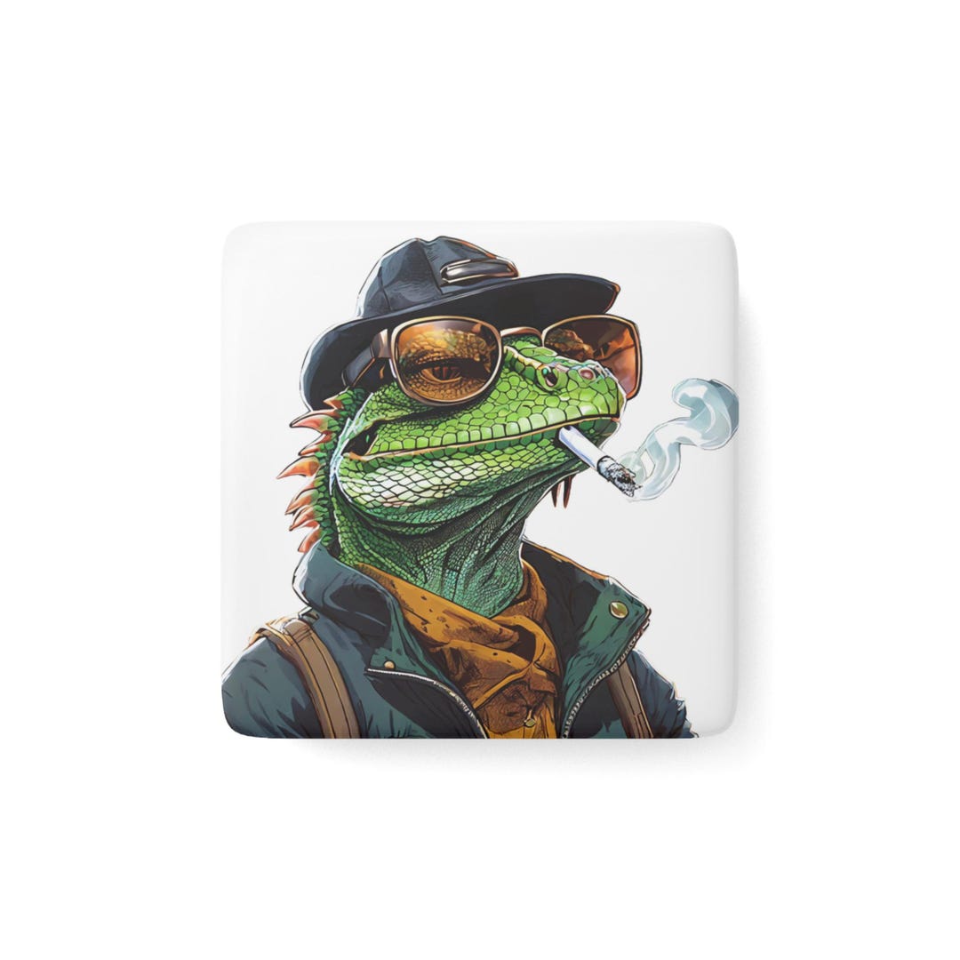 Cool Lizard Smoking Magnet, Fun Home Decor, Unique Gift for Lizard ...
